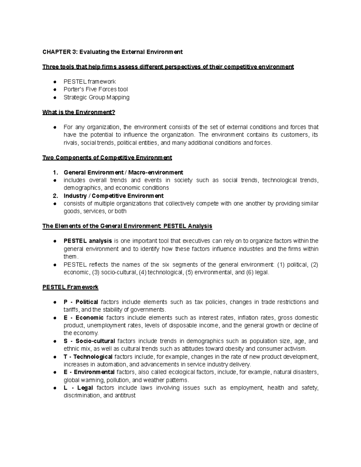 Chapter 3 Evaluating the External Environment - CHAPTER 3: Evaluating the External Environment ...