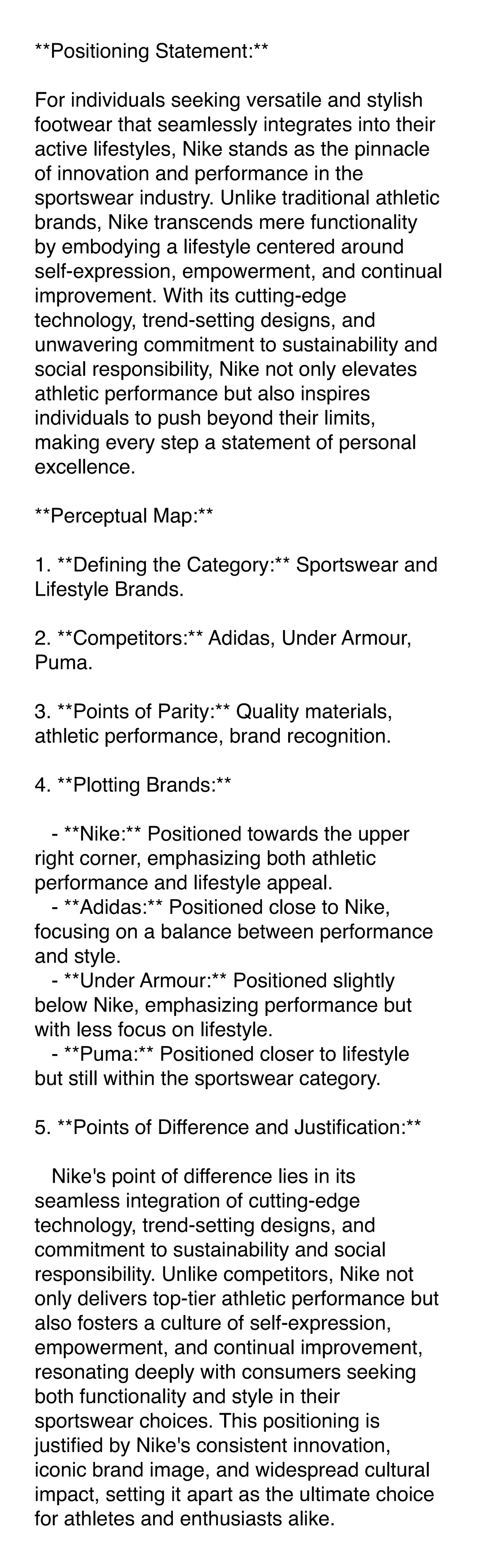 Positioning of Nike - Positioning Statement: For individuals seeking ...