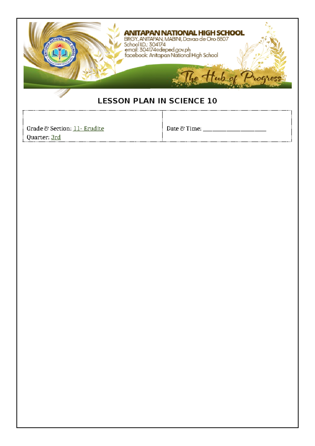 Q3 Physical Science 11 Formation of the Universe - LESSON PLAN IN ...