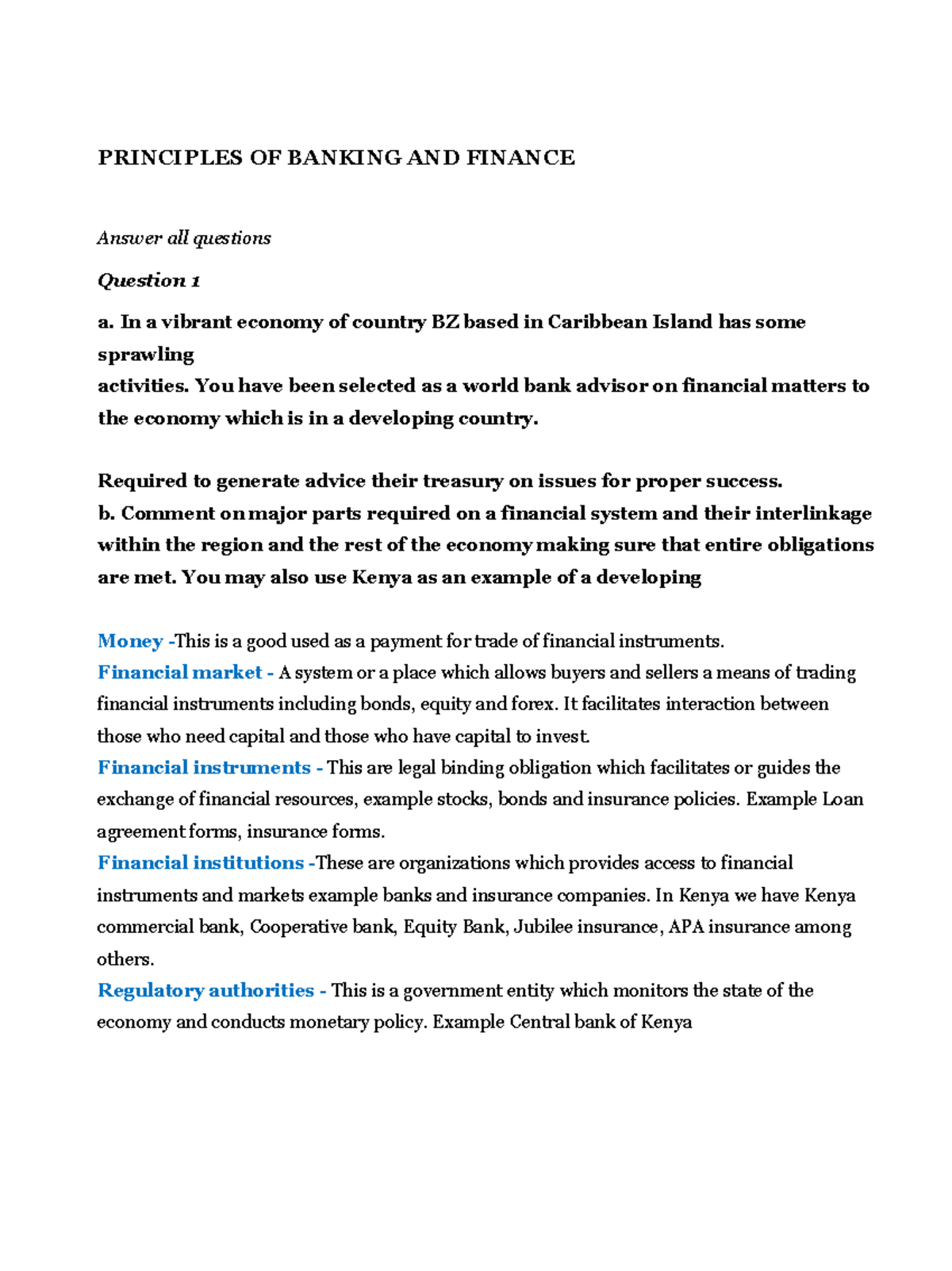 Principles OF Banking AND Finance - PRINCIPLES OF BANKING AND FINANCE ...