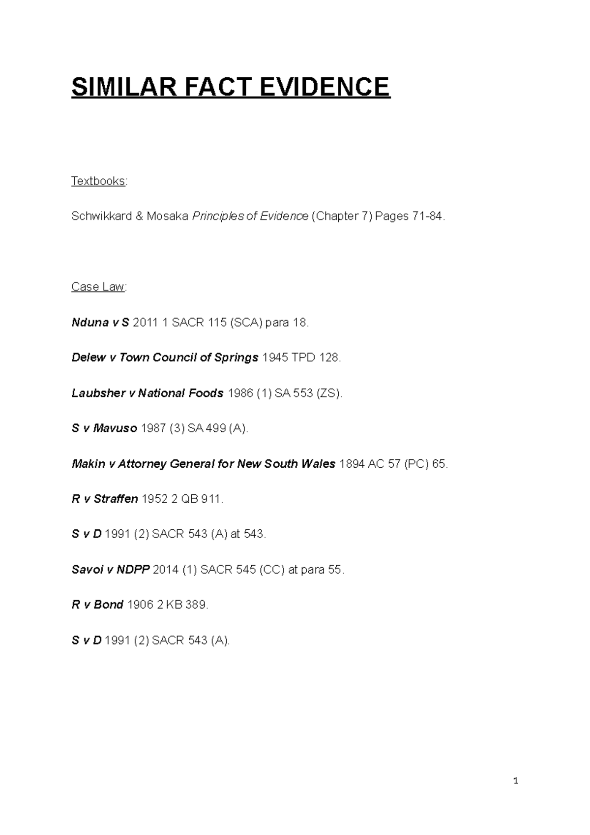 Similar FACT Evidence (Study Unit 4) - SIMILAR FACT EVIDENCE Textbooks ...