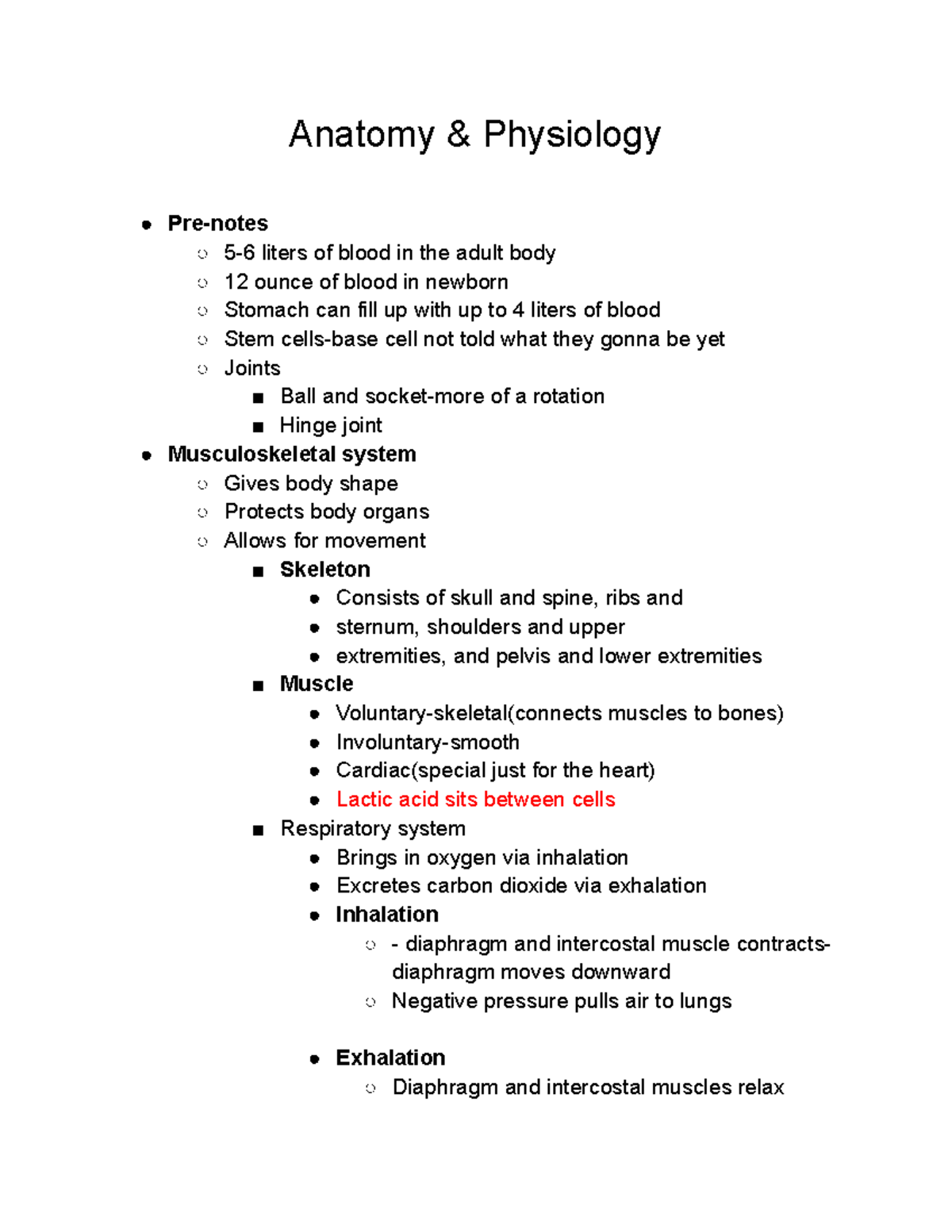 Anatomy&Physiology - Lecture notes 3 - Anatomy & Physiology Pre-notes 5 ...
