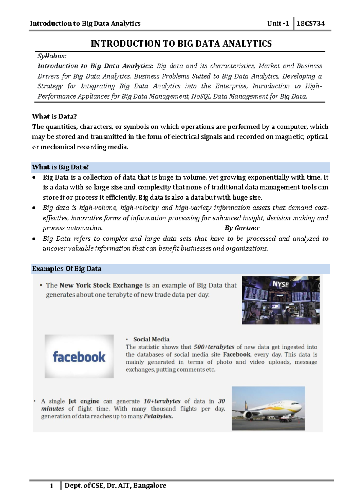 BDA-Unit-1 - INTRODUCTION TO BIG DATA ANALYTICS Syllabus: Introduction to Big Data Analytics ...