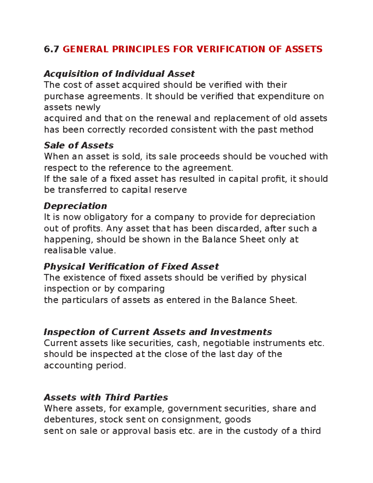 Valuation - hand mate notes - 6 GENERAL PRINCIPLES FOR VERIFICATION OF ...