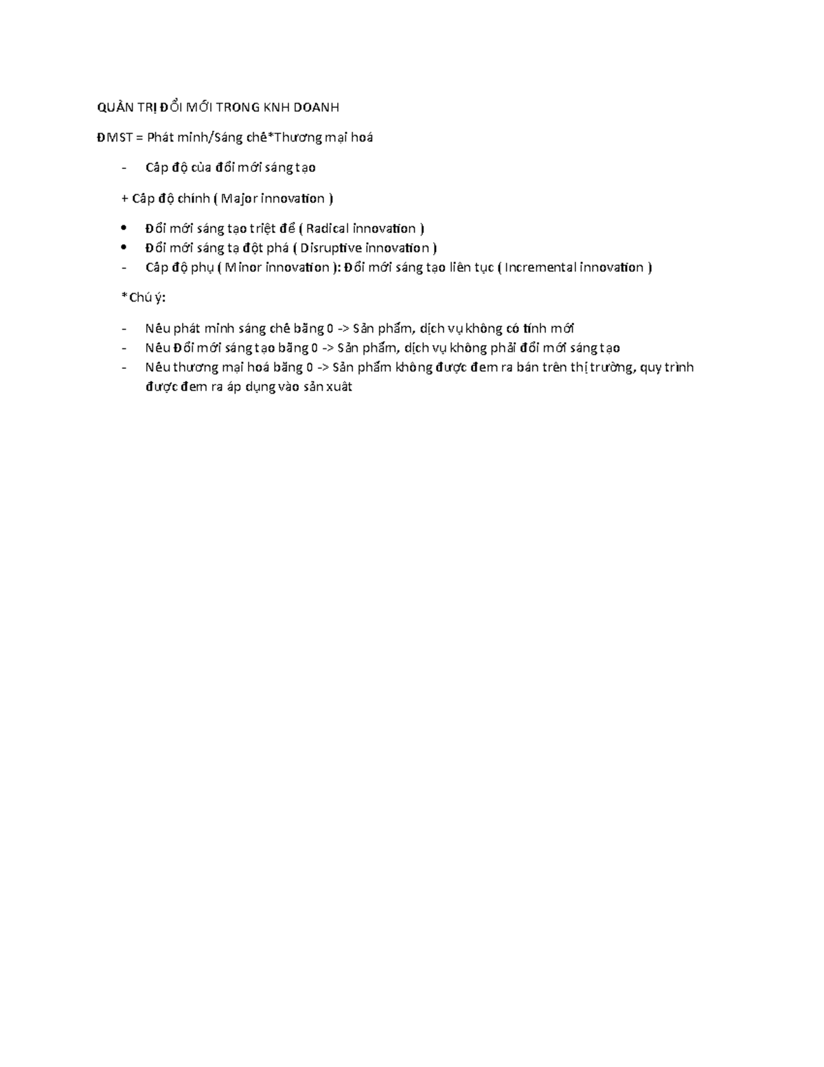 QUẢN TRỊ ĐỔI MỚI Trong KINH Doanh - QU N TR ĐẢ Ị ỔI M ỚI TRONG KNH DOANH ĐMST = Phát minh/Sáng ...