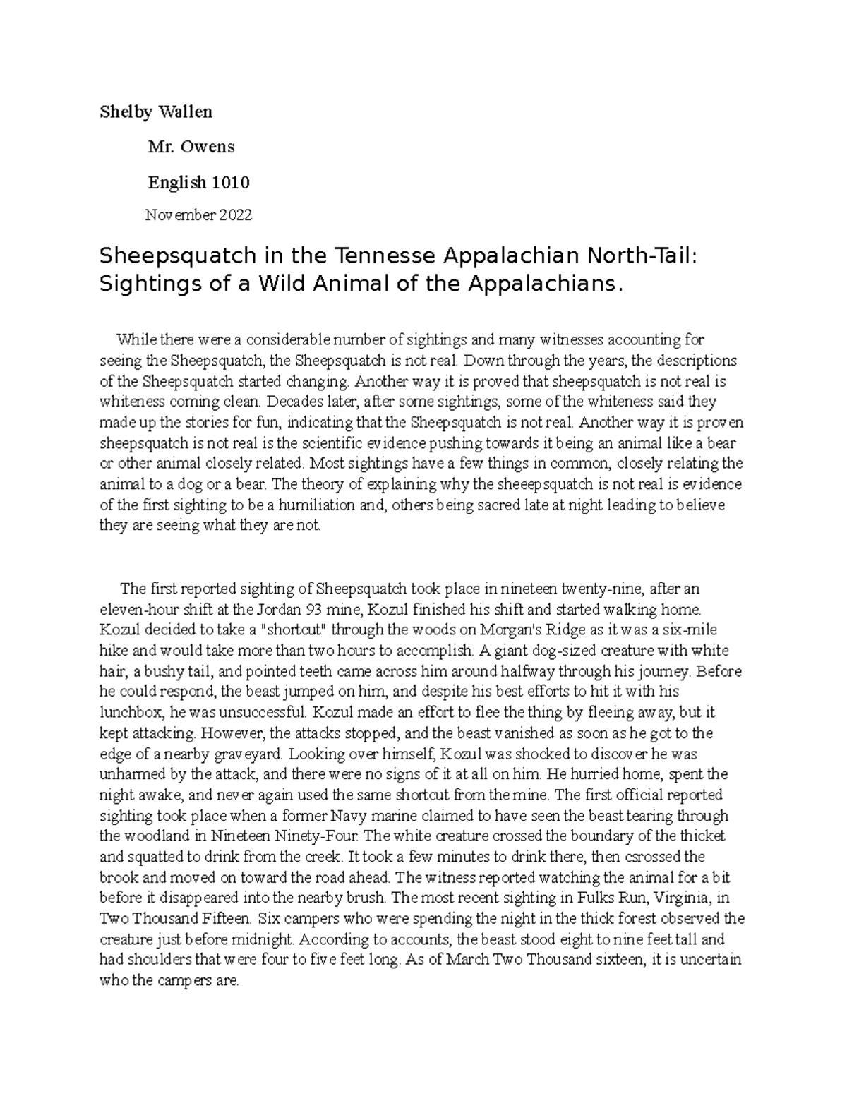 Sheepsquatch in the Tennesse Appalachian North-Tail Sightings of a Wild ...