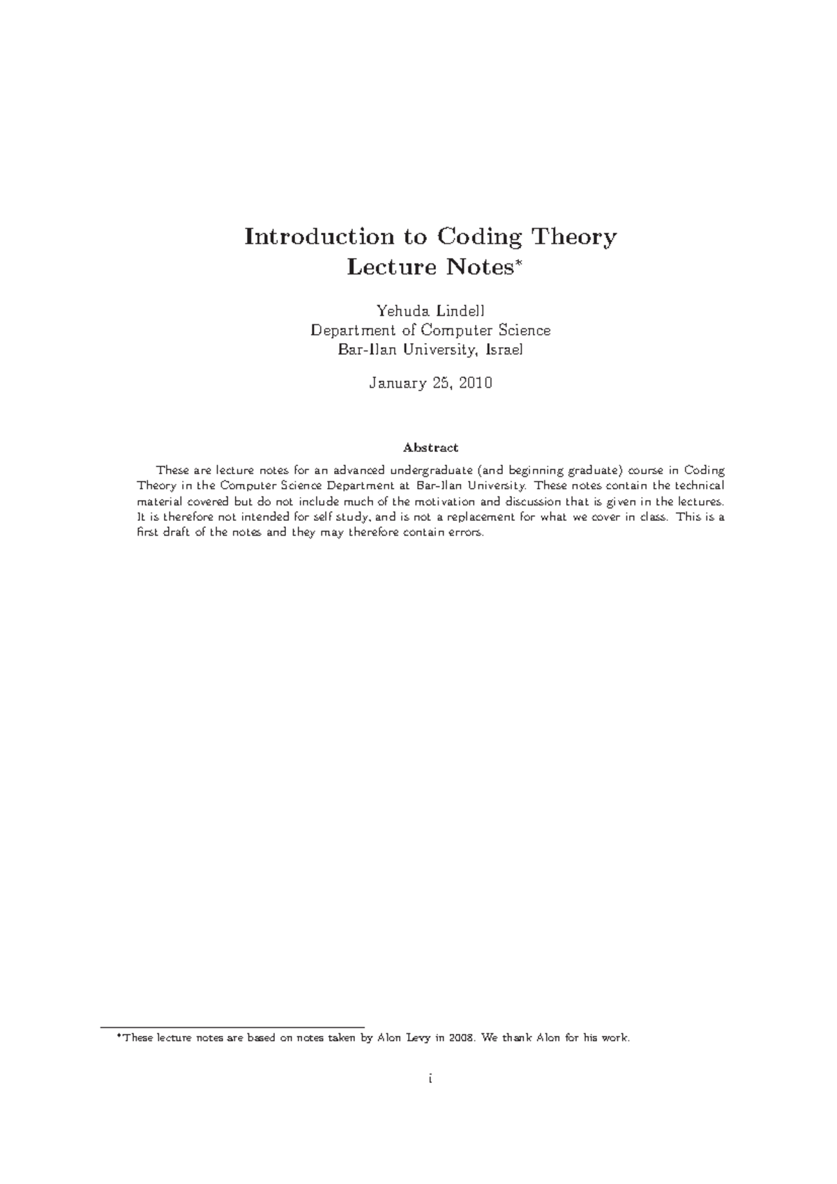 Coding theory-lecture-notes - Introduction to Coding Theory Lecture ...