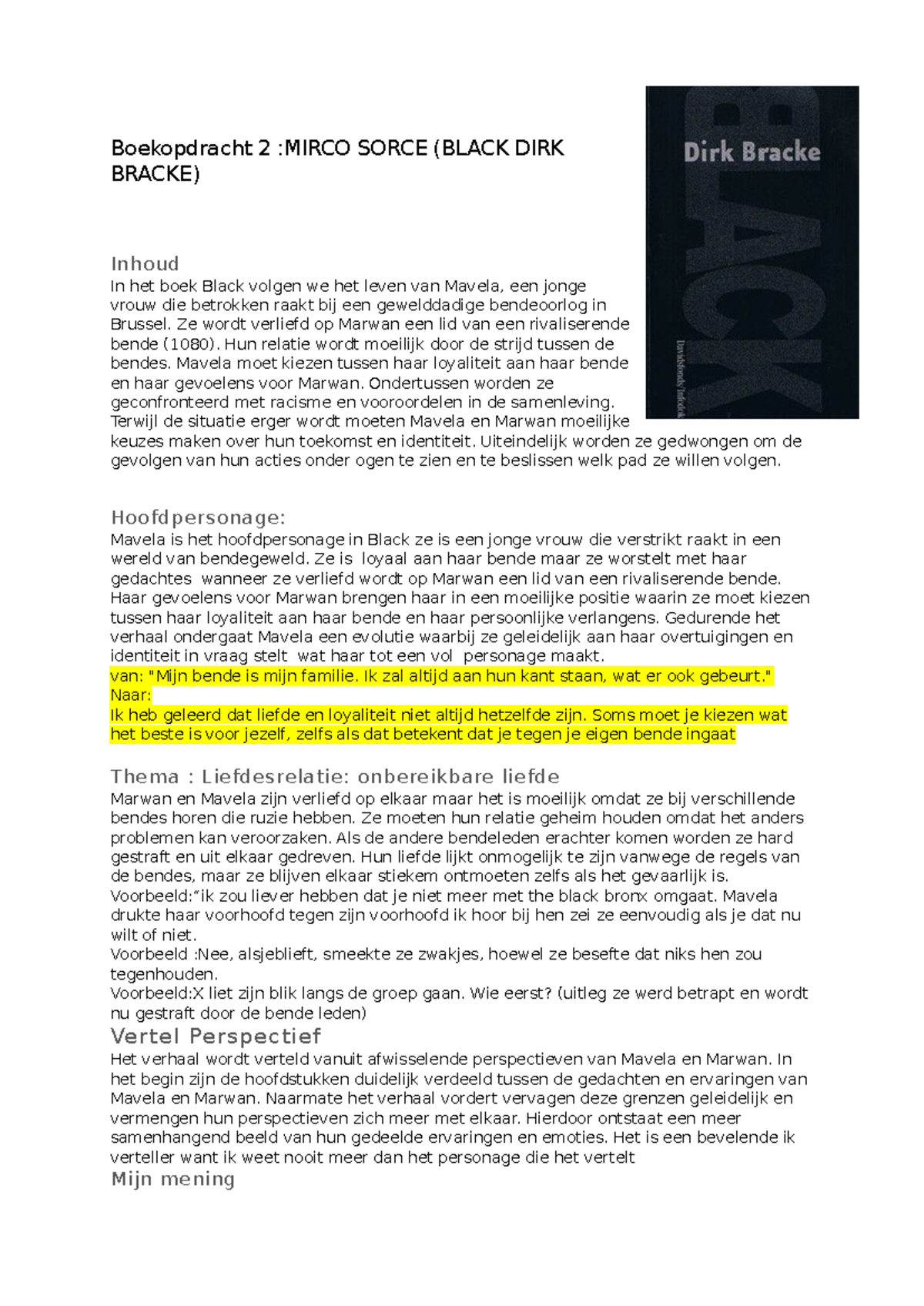 Boekopdracht trimester 2 - Boekopdracht 2 :MIRCO SORCE (BLACK DIRK ...