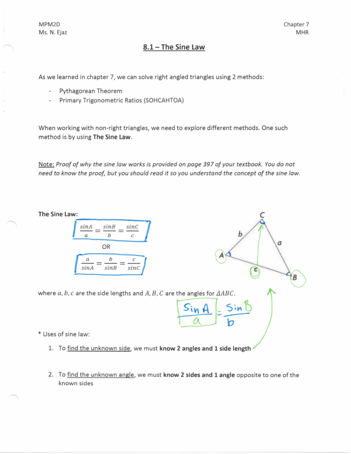 #6 Trigonometry - Non-Right Triangles 8 - Studocu
