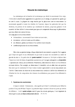 Résumé Chapitre 3 Dynamique Physique 1 - Résumé de dynamique du point ...