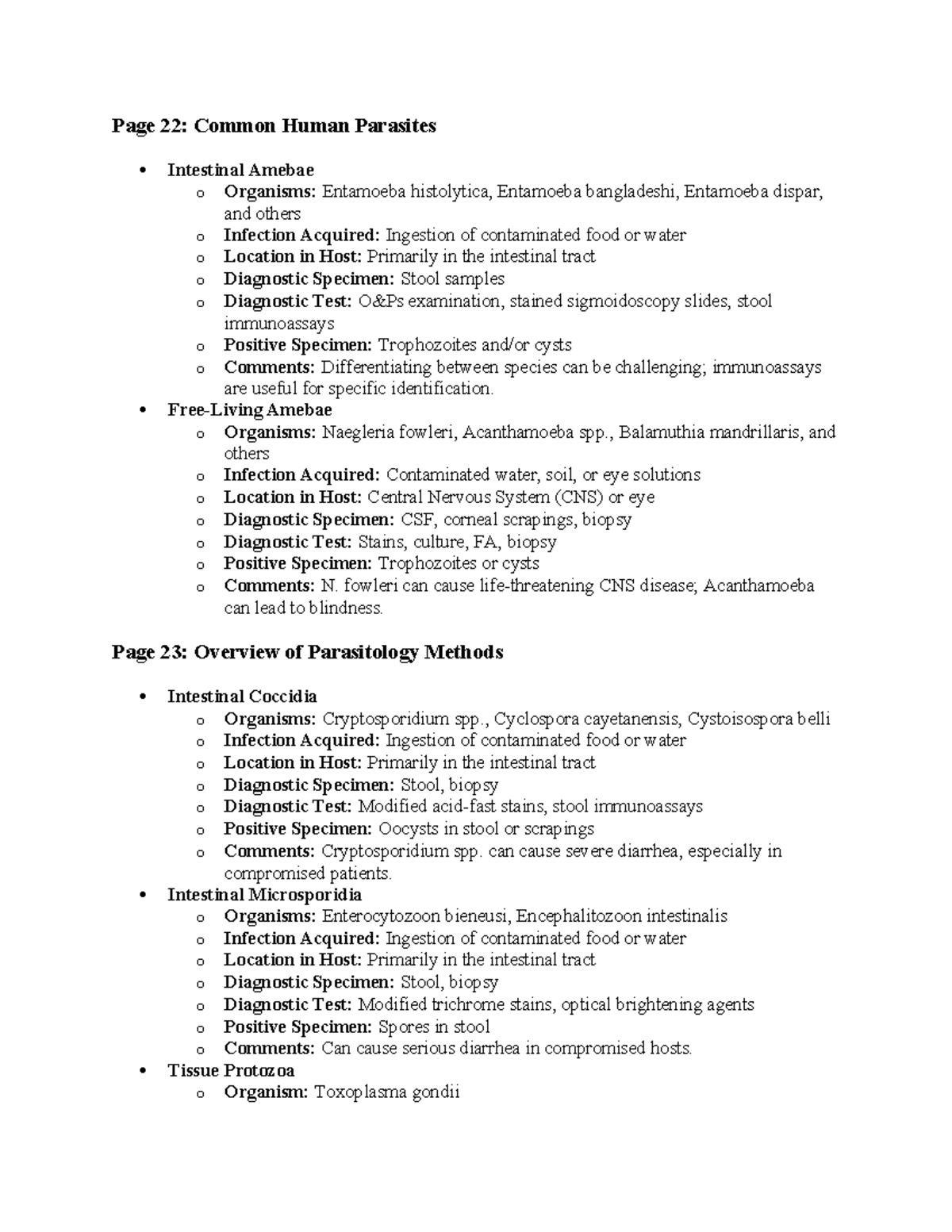 Book - lec - Page 22: Common Human Parasites Intestinal Amebae o ...