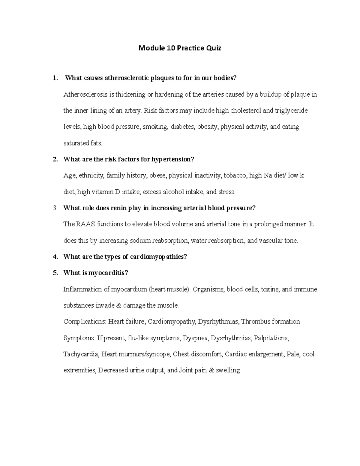 Module 10 Practice Quiz Answers - Module 10 Practice Quiz What causes ...