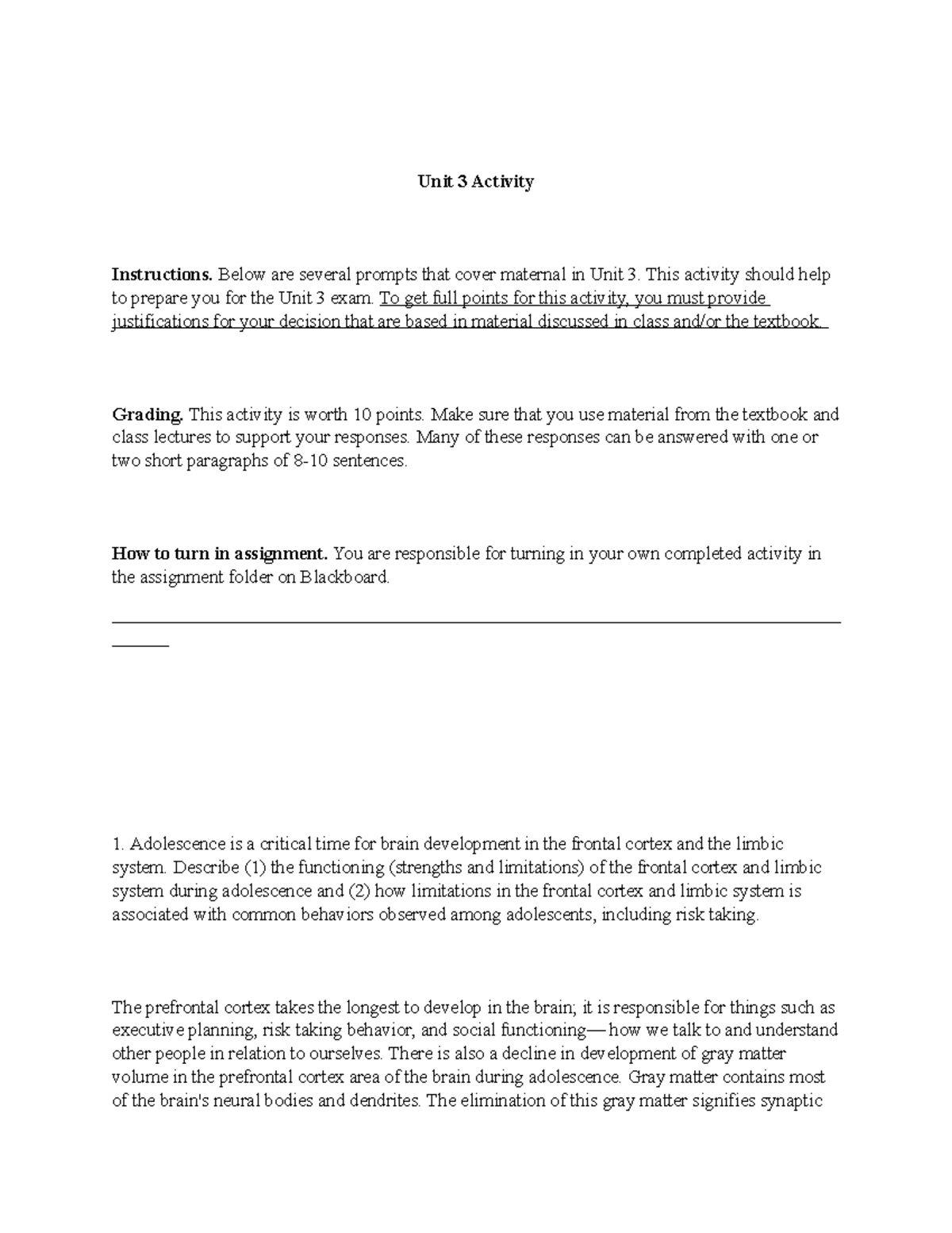 Unit 3 Activity- Riley - Unit 3 Activity Instructions. Below are ...