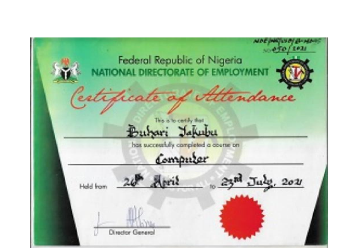 Computer NDE - NBC NO Federal Republic of Nigeria NATIONAL DIRECTORATE ...