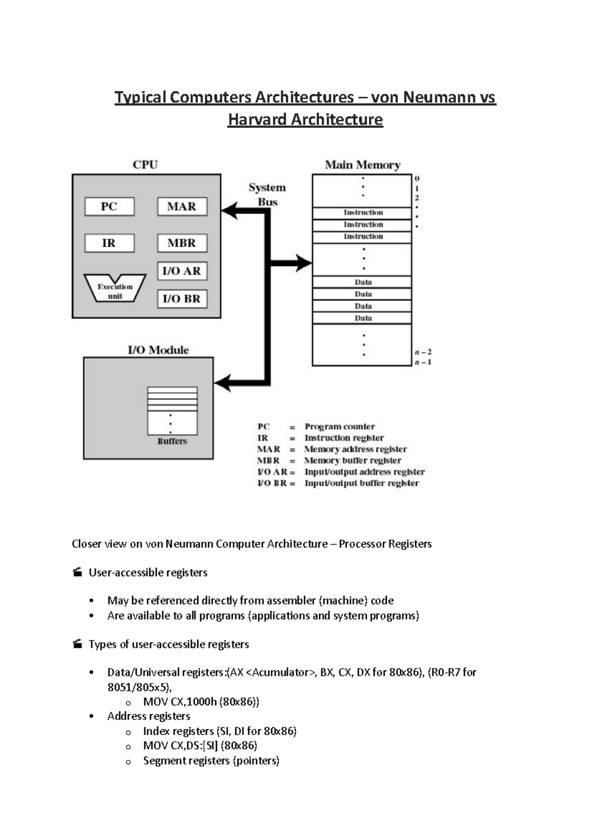 Typical Computers Architectures Von Neumann Vs Harvard Architecture Can Be Accessed By A