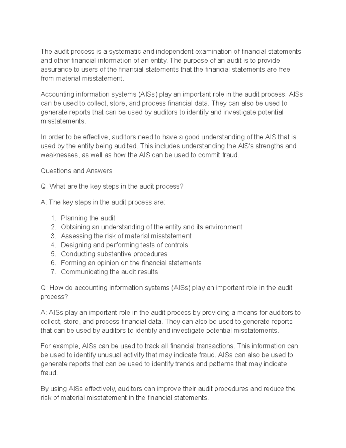 Lecture 23 Accounting Information Systems and the Audit Process - The ...