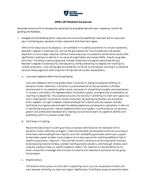 SNHU 107 Project - SNHU 107 Project Academic Success Plan Name: Lexi ...