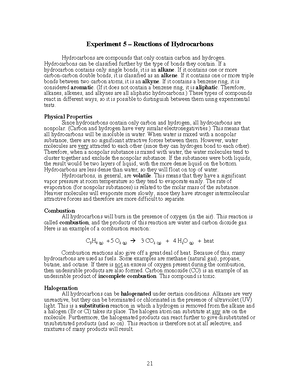 Hydrocarbon Reaction Experiment [Chemistry] - City University of New ...