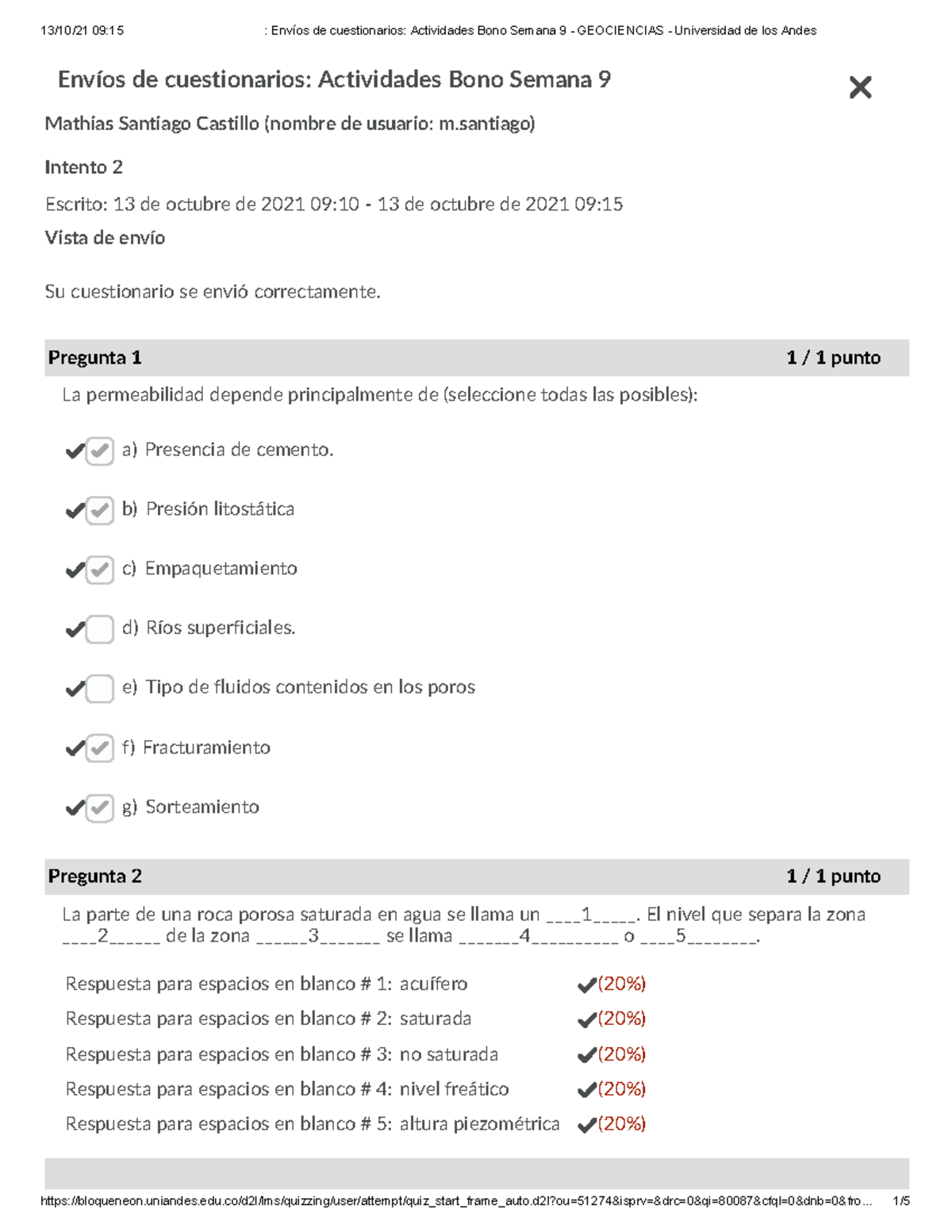 Bono9 - bono #9 - Envíos de cuestionarios: Actividades Bono Semana 9 Mathias Santiago Castillo ...
