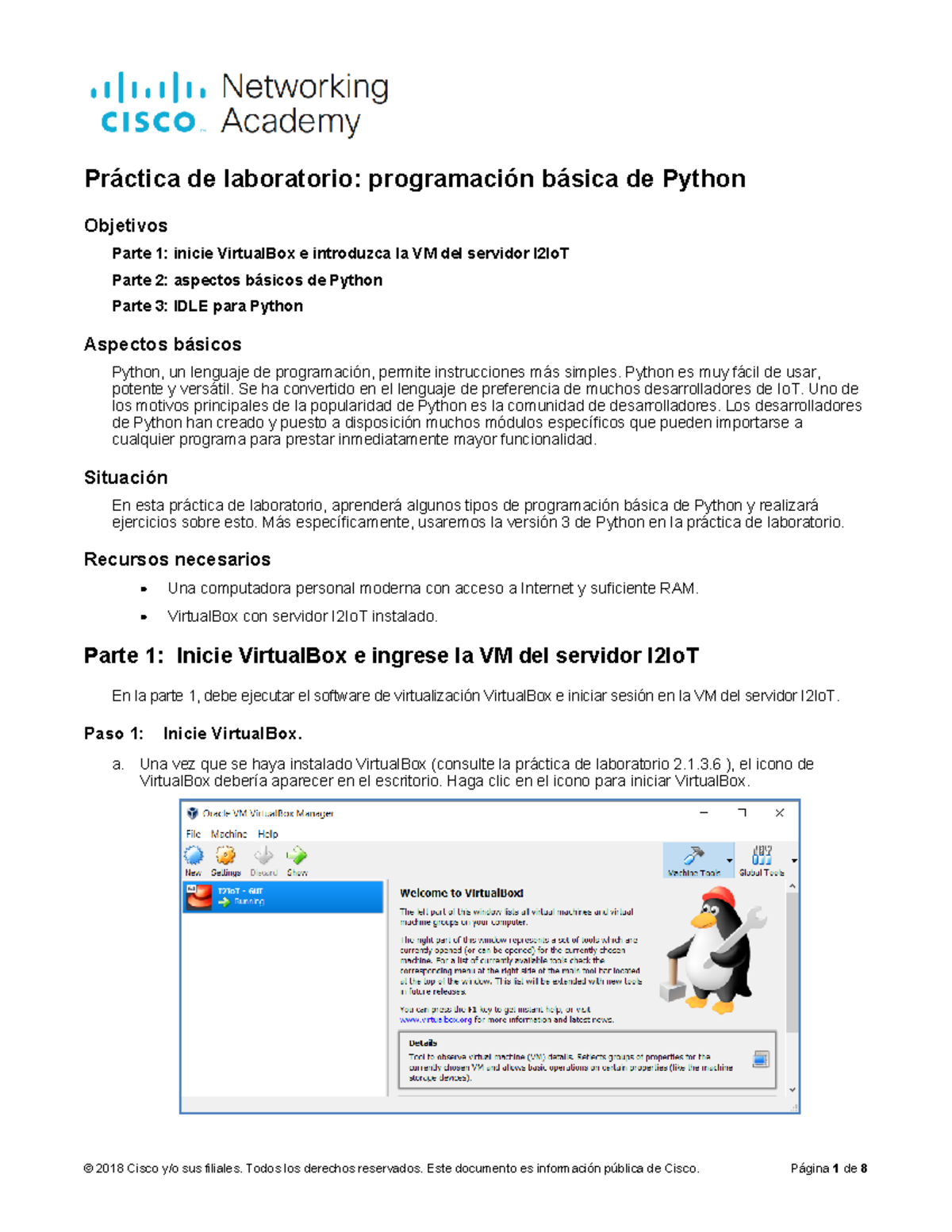 Programacion basico en python - Objetivos Parte 1: inicie VirtualBox e ...