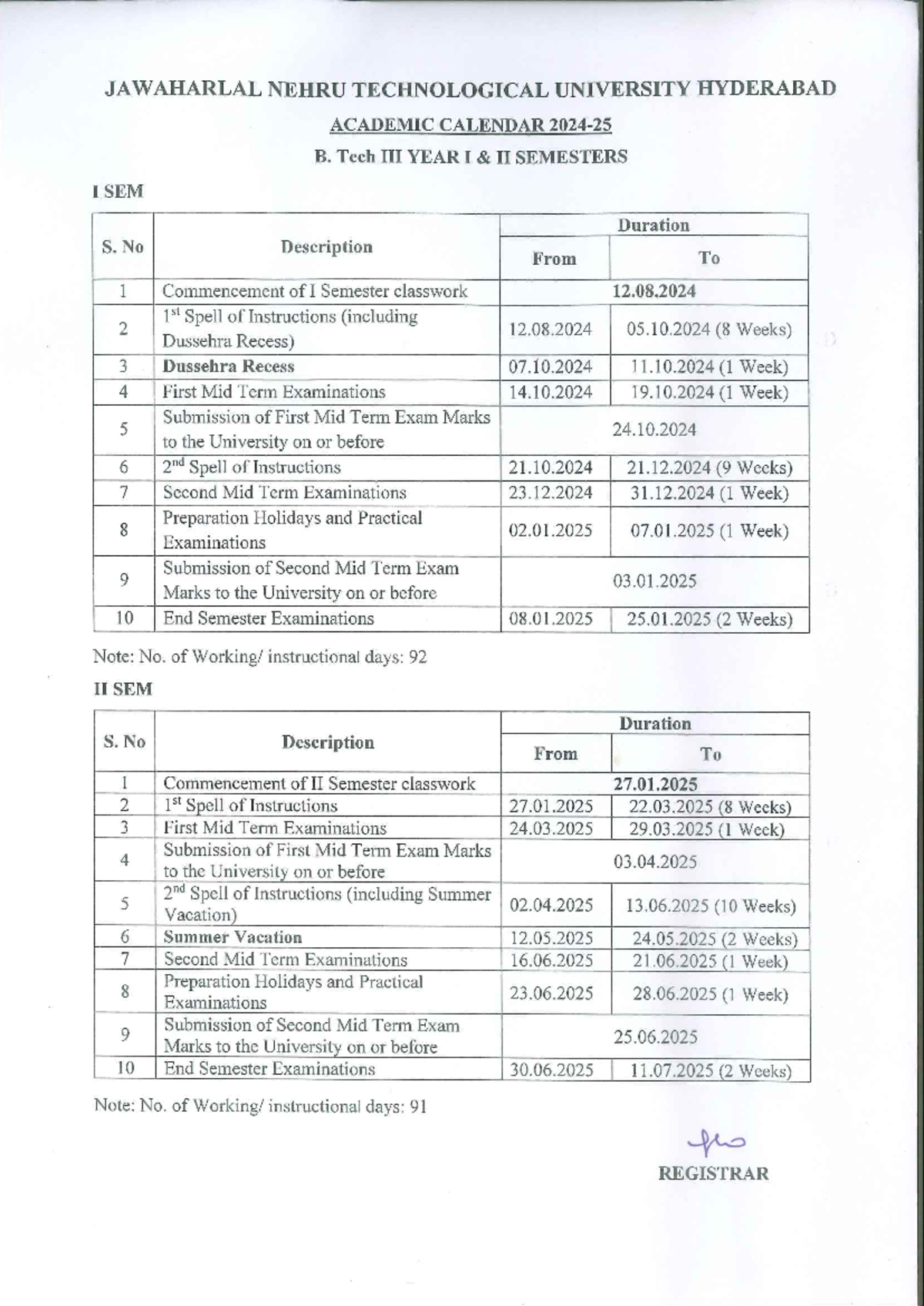 B. Tech. III YEAR Academic Calendar (2022-26 Batch) - JAWAHARLAL NEHRU TECHNOLOGICAL UNIVERSITY ...
