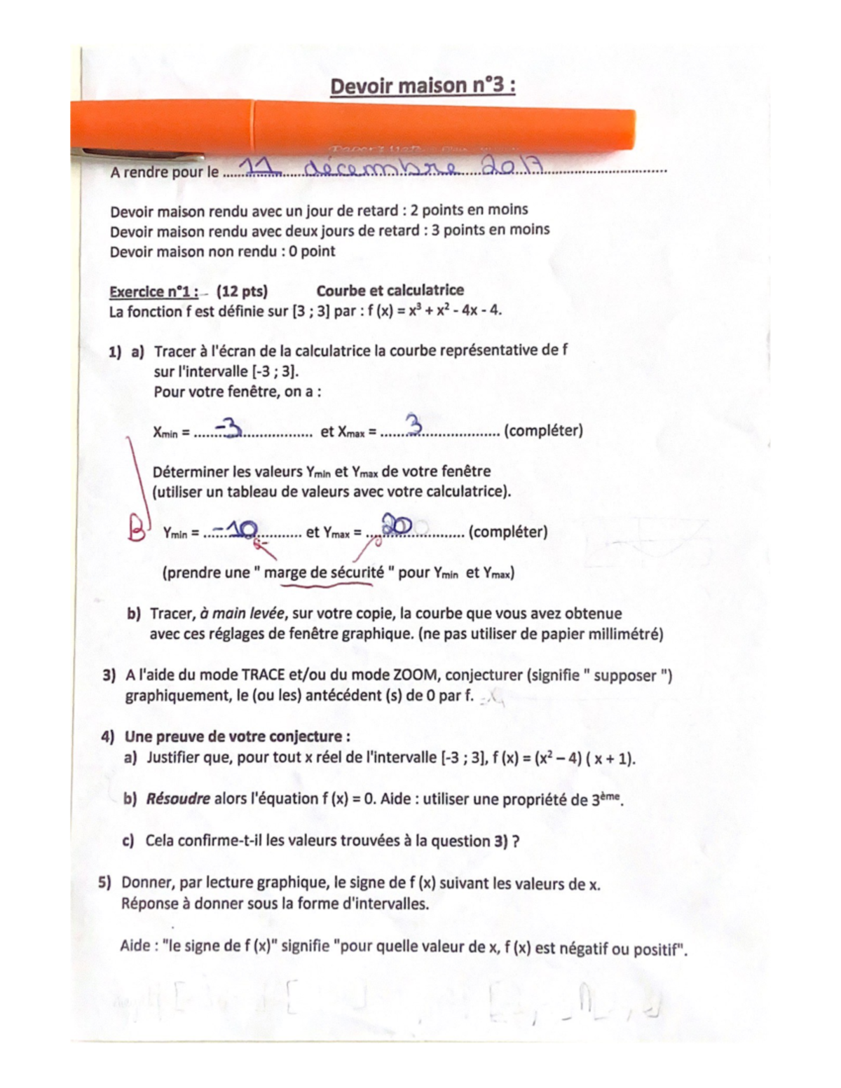 DM maths - fonction/courbe - Mathématiques - Studocu