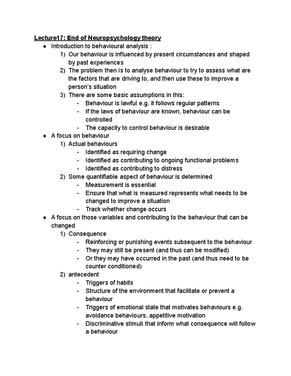 Lecture 17 End of Neuropsychology theory - it follows regular patterns ...