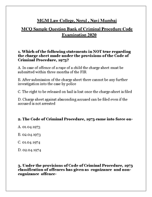 Code of civil procedure mcq - Multiple Choice Questions The Code of Civil Procedure, 1908 Along ...