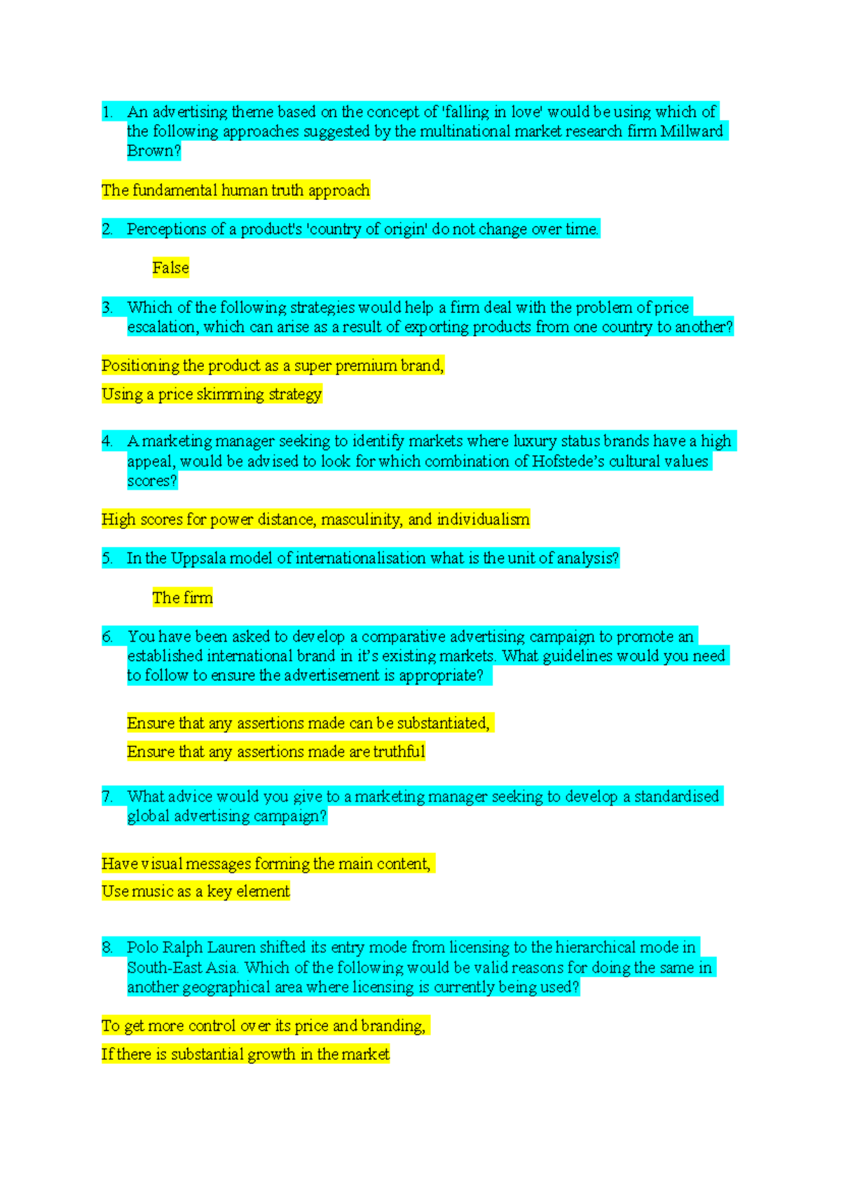 20 questions from past MCQ - An advertising theme based on the concept ...