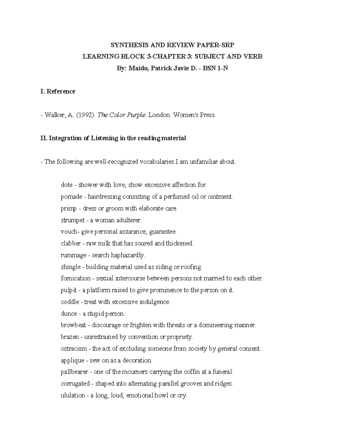 SRP - Subject and Verb Agreement - SYNTHESIS AND REVIEW PAPER-SRP ...