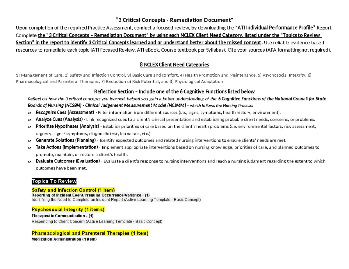 3 Critical Concepts - Mental Health- Remediation Document 030324 - “3 Critical Concepts - - Studocu