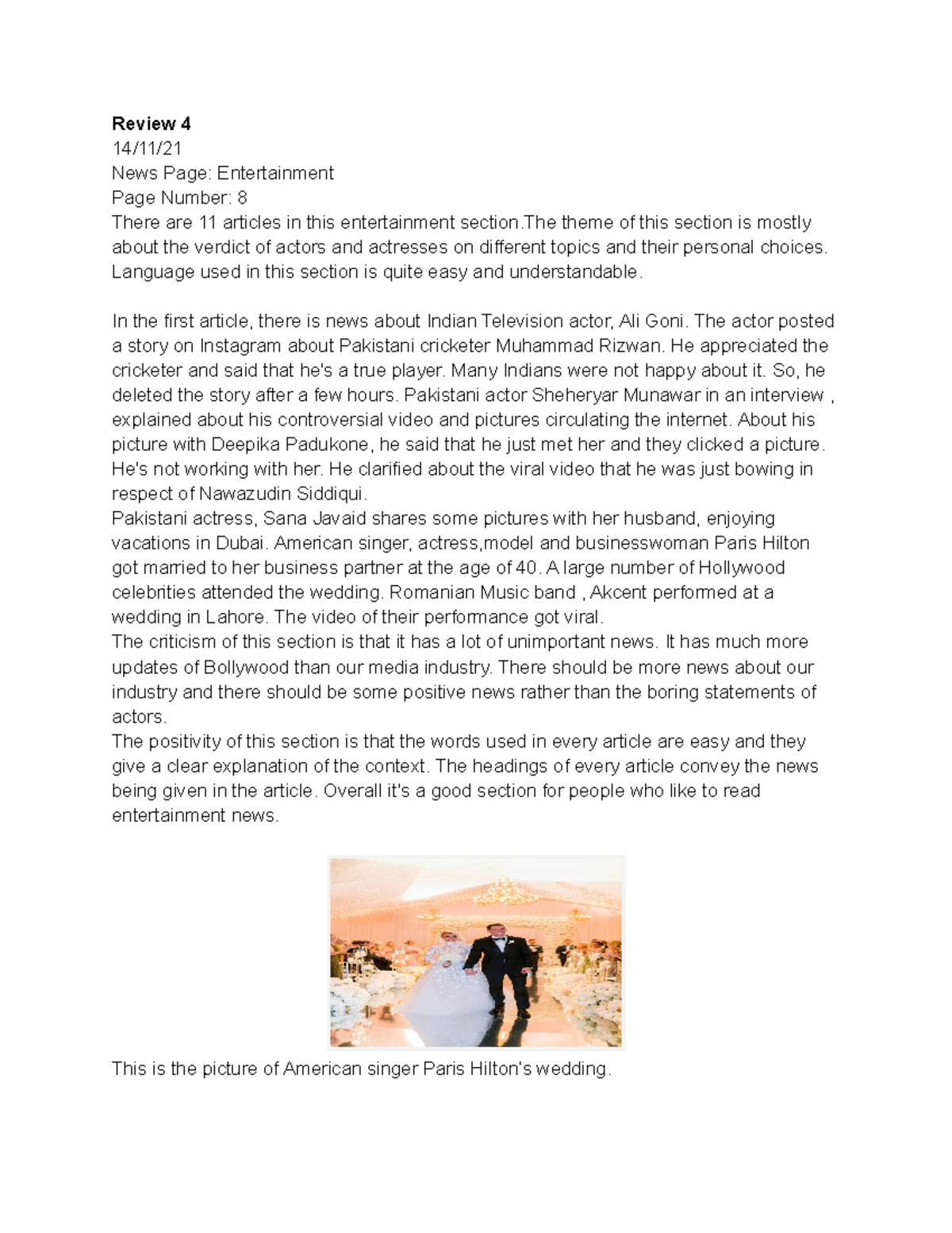 Assignment S - It is a summary of a newspaper se section - Review 4 14 ...