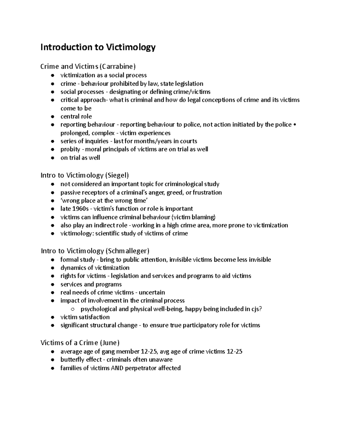 CRM3306 Lectures 1-5 - Introduction to Victimology Crime and Victims ...