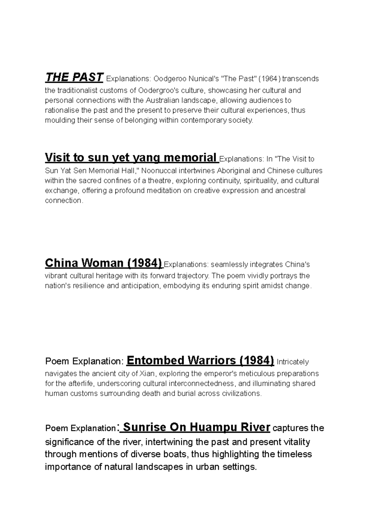 China WOMA - kklkn - THE PAST Explanations: Oodgeroo Nunical's "The ...