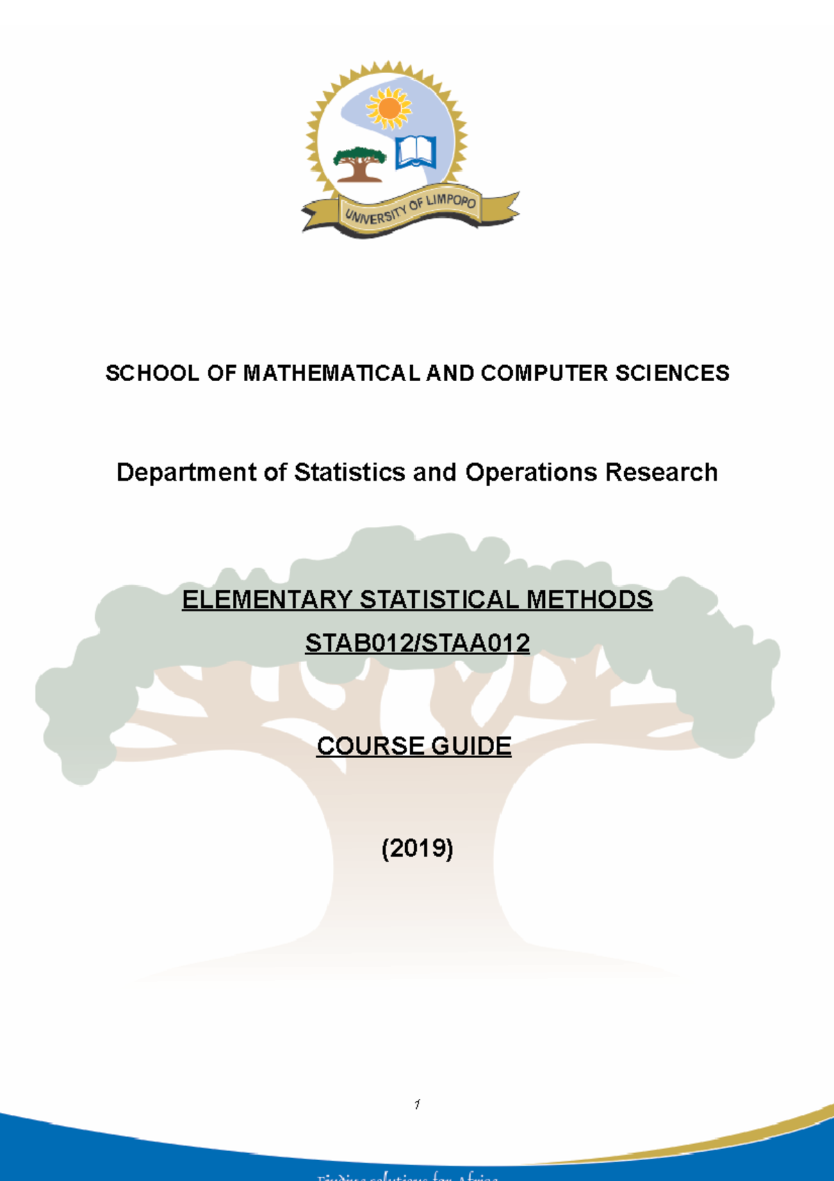 STAB012 2019 Guide - SCHOOL OF MATHEMATICAL AND COMPUTER SCIENCES ...