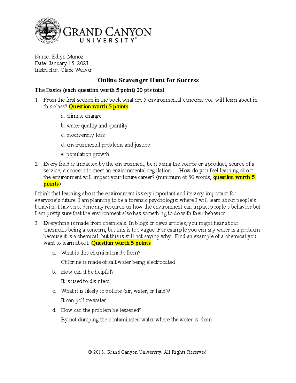 Online Scavenger Hunt For Success Resource - Name: Edlyn Munoz Date ...