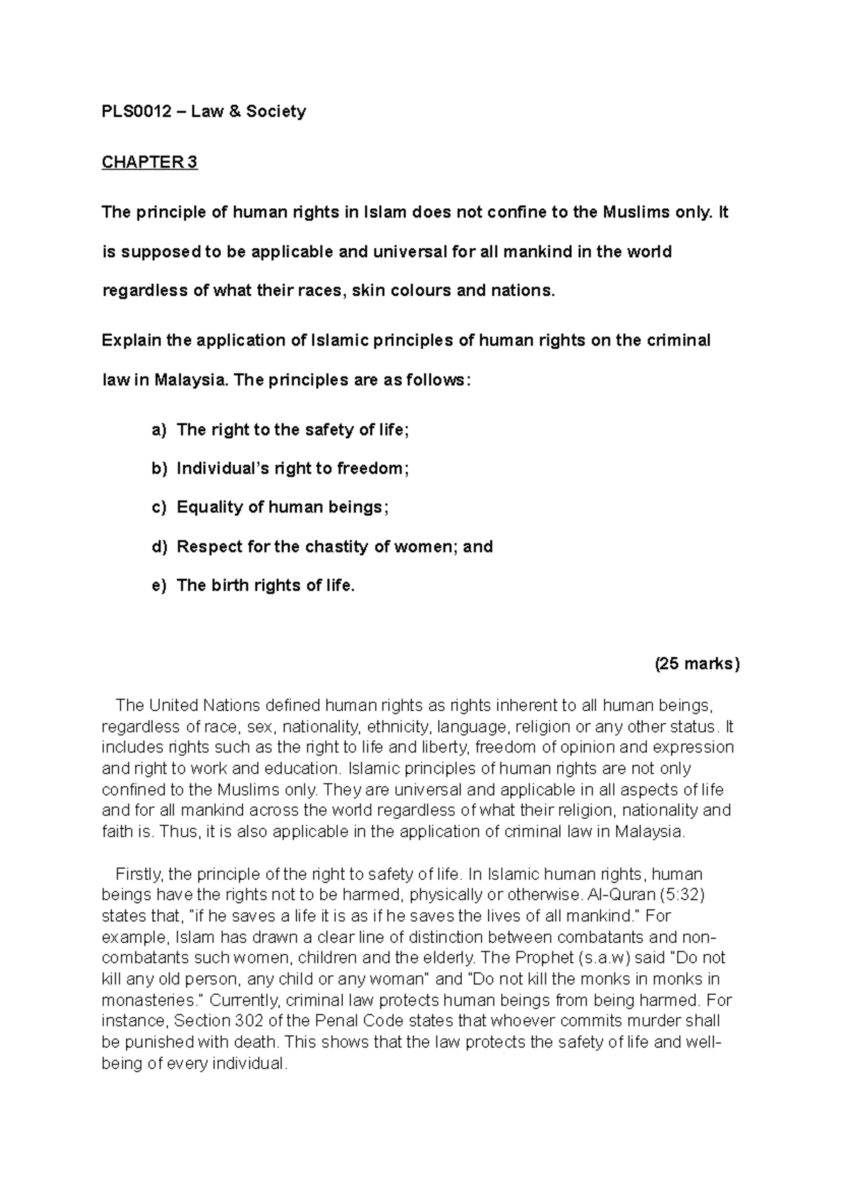 Tutorial 3 - Law & Society - PLS0012 – Law & Society CHAPTER 3 The ...