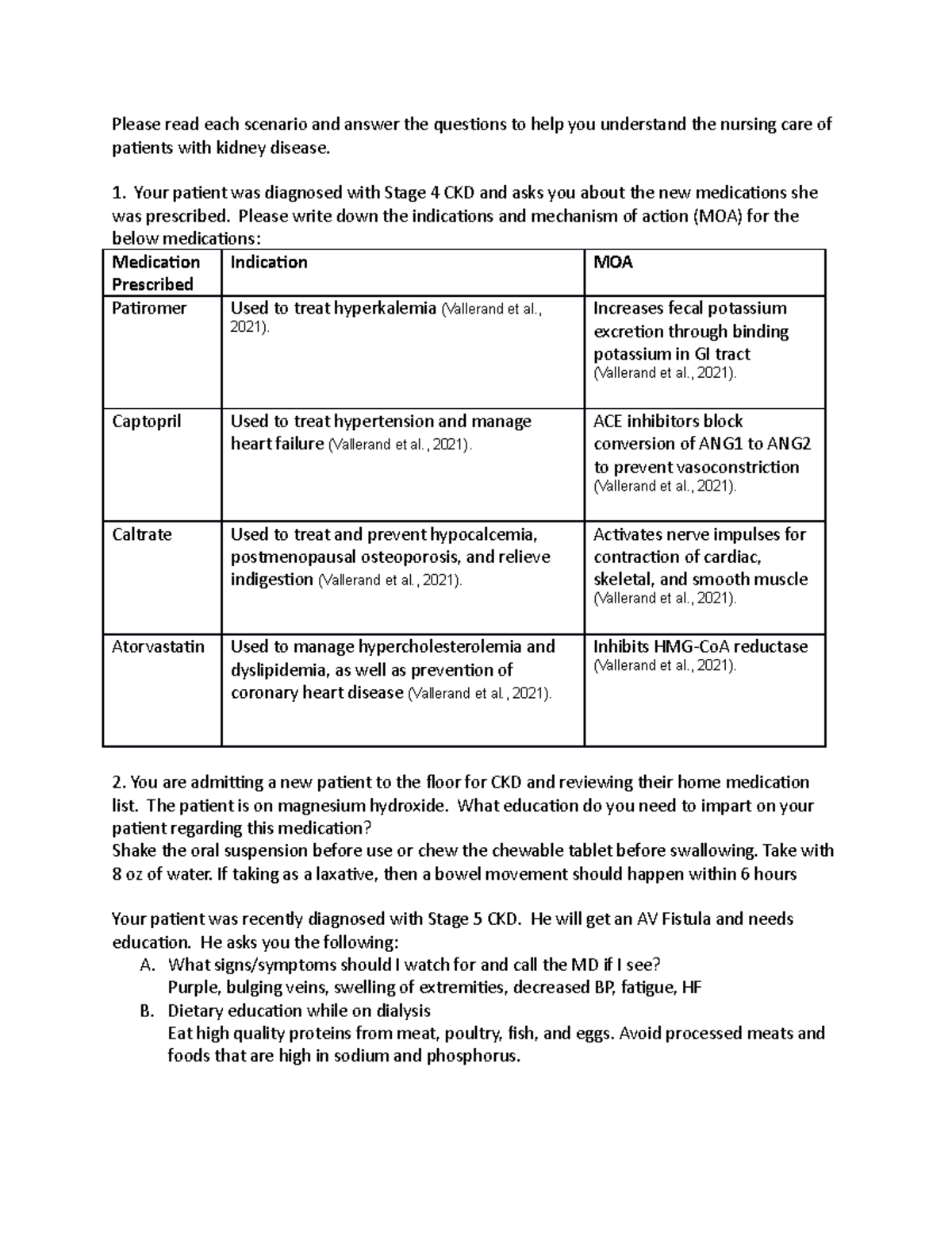 N201-AL #7 - Weekly active learning assignment. - Please read each scenario and answer the ...
