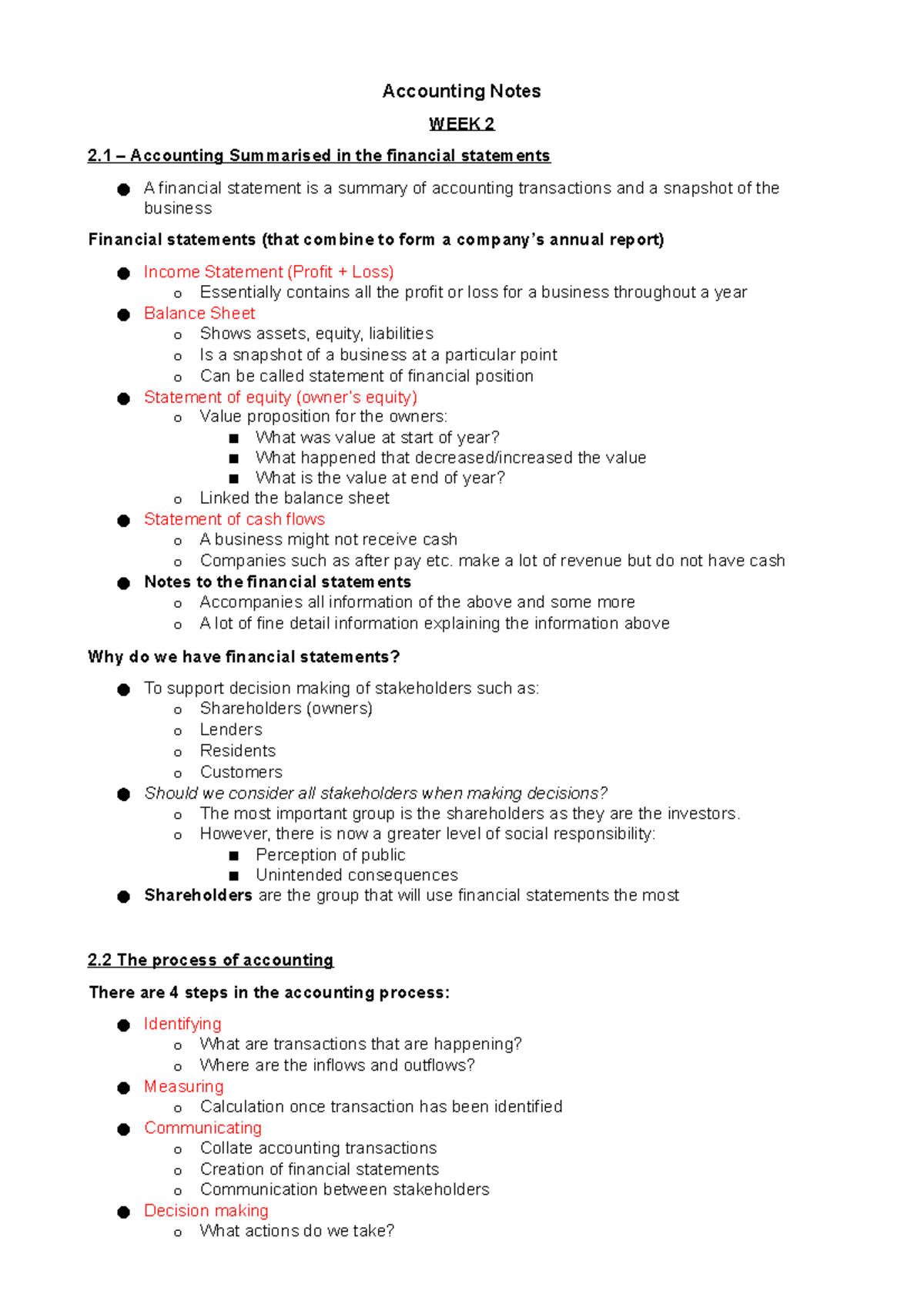 Accounting Notes 2022 - Accounting Notes WEEK 2 2 – Accounting ...