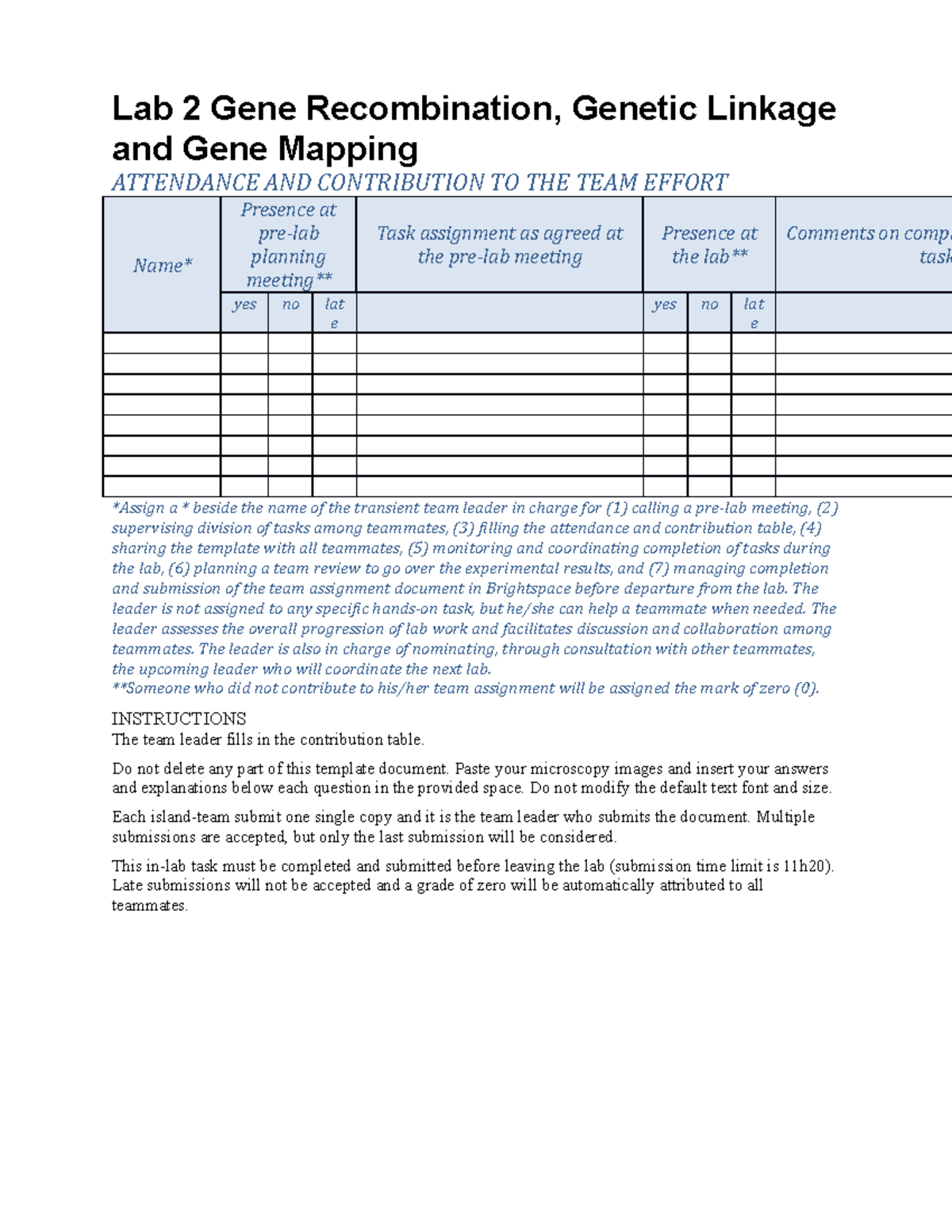 Lab 3 Template - LABORATORY NOTES - Lab 2 Gene Recombination, Genetic ...