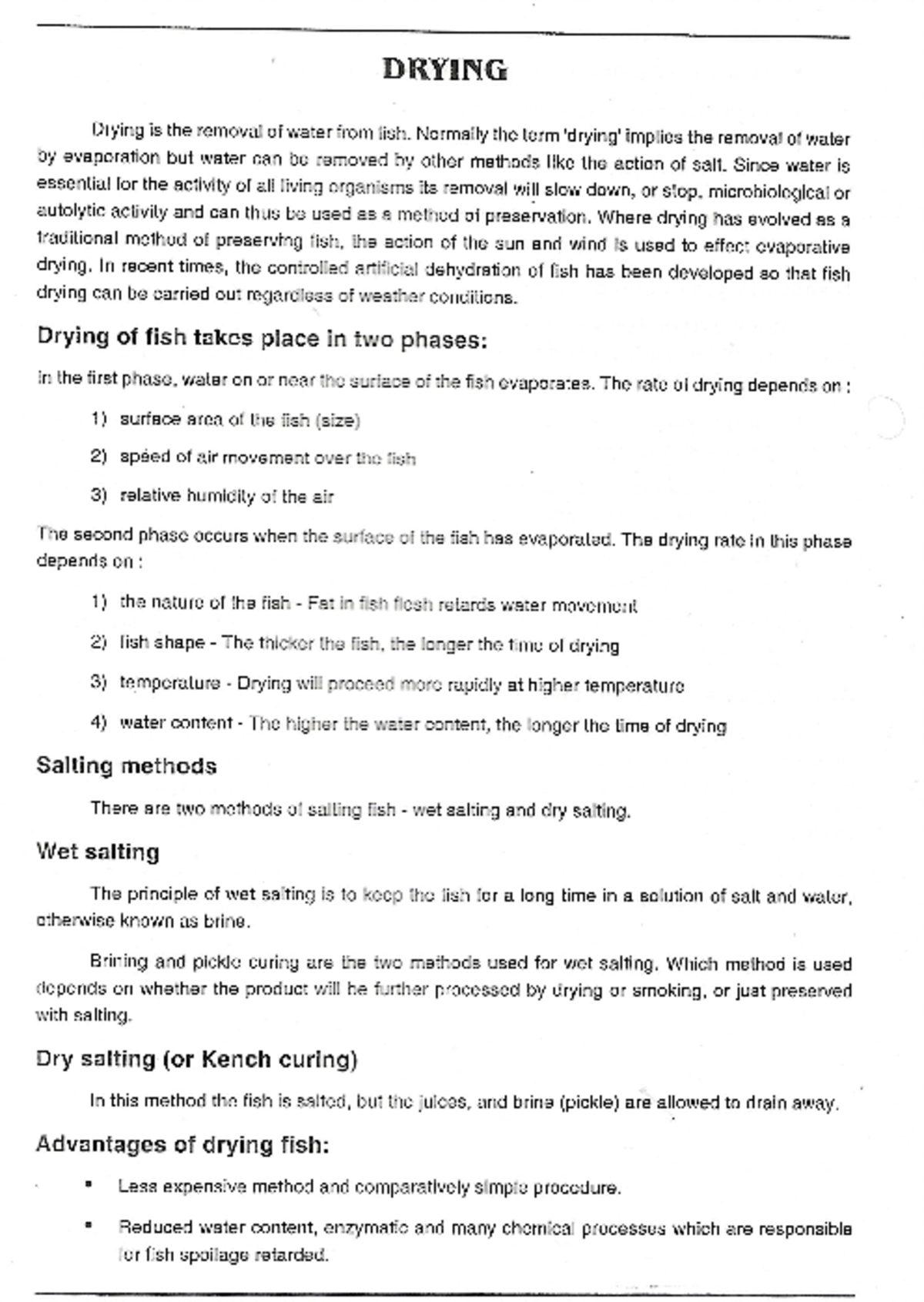 Drying of fish - Food Safety And Quality Control - StuDocu