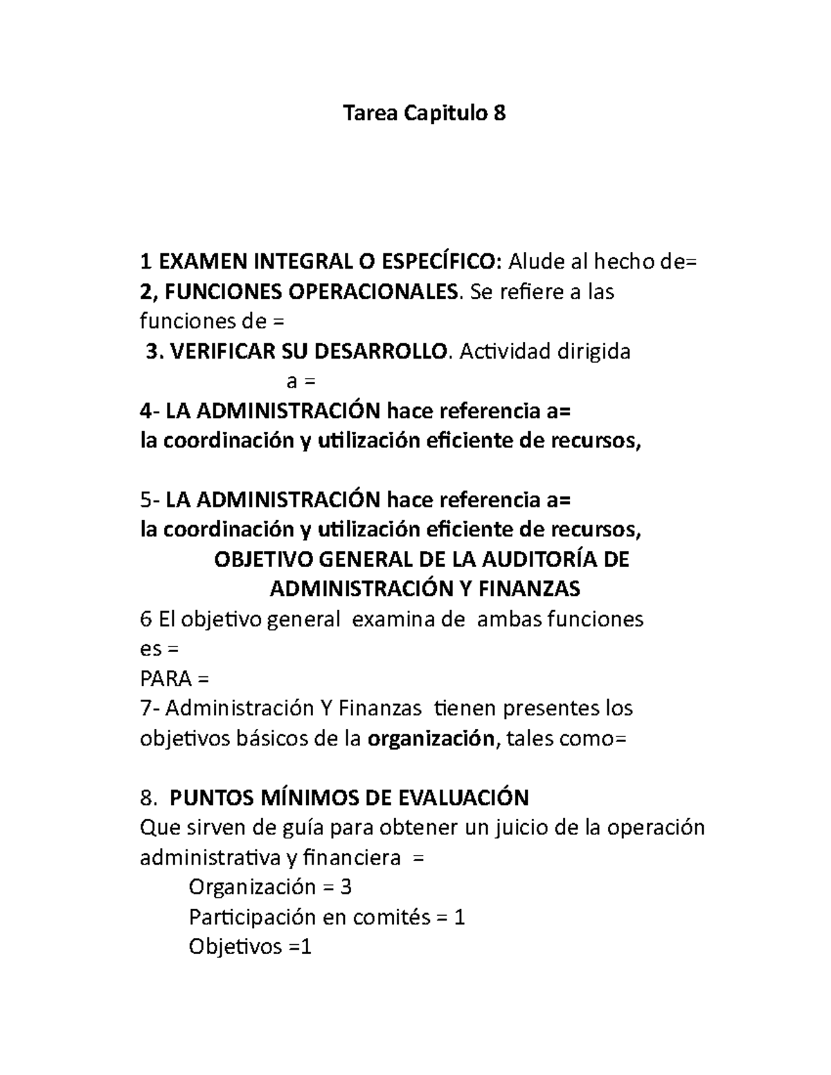 Tarea Capitulo 8 - Un resumen del capítulo ocho de la materia de auditoría - Tarea Capitulo 8 1 ...