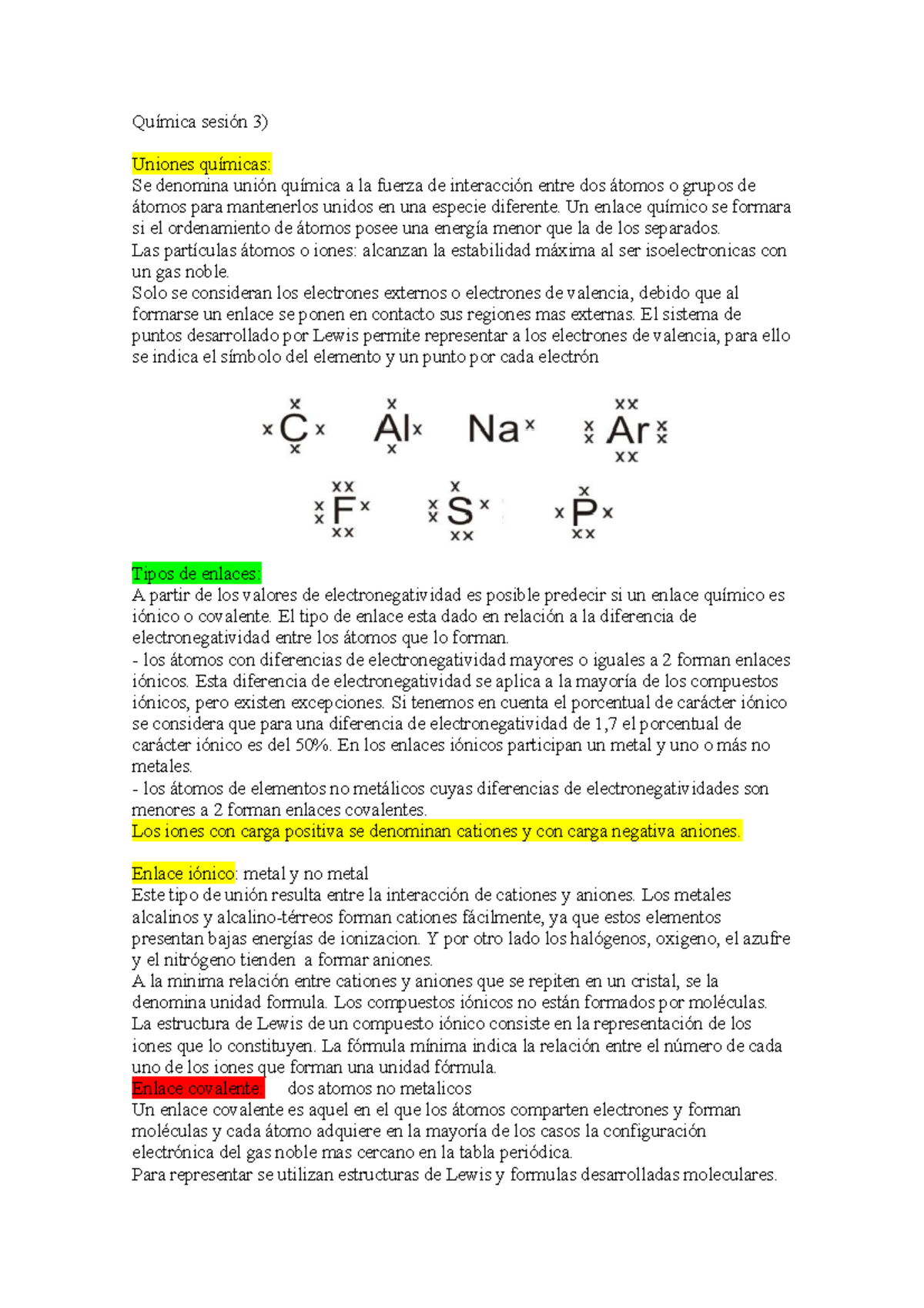 Química sesión 3 - quimica - Química sesión 3) Uniones químicas: Se ...