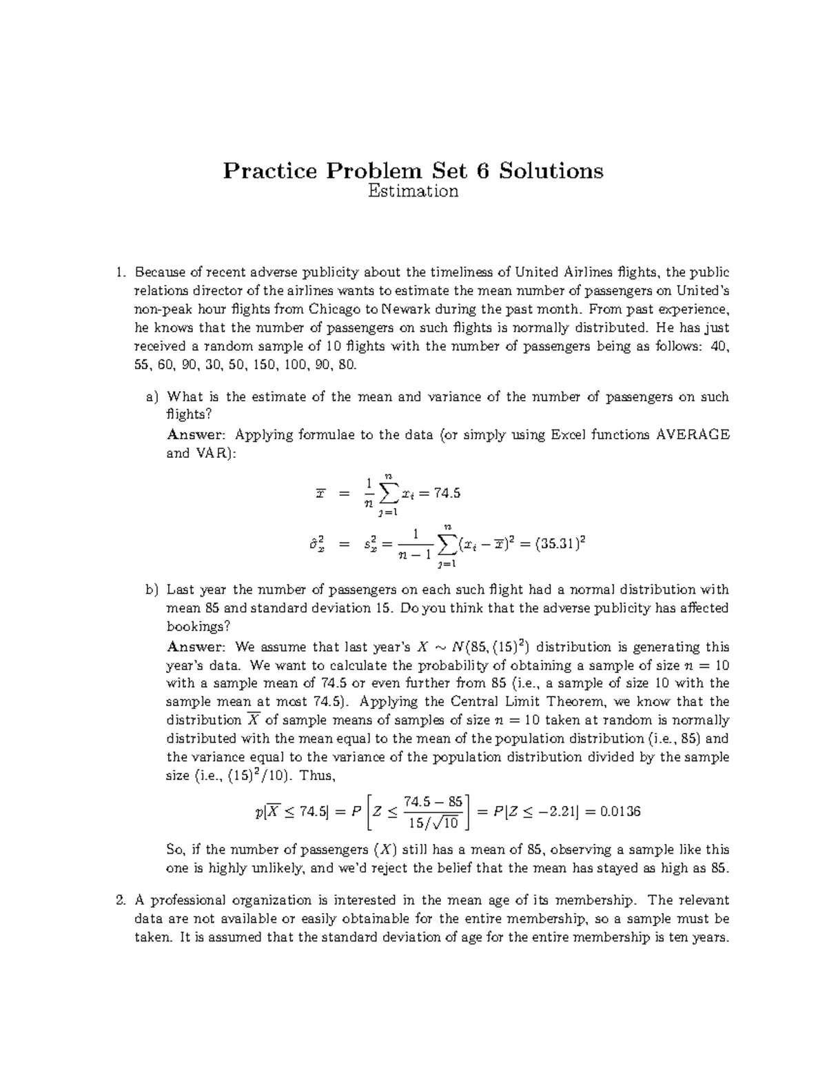 PPS6 Solutions - practice problem set answers - Practice Problem Set 6 ...