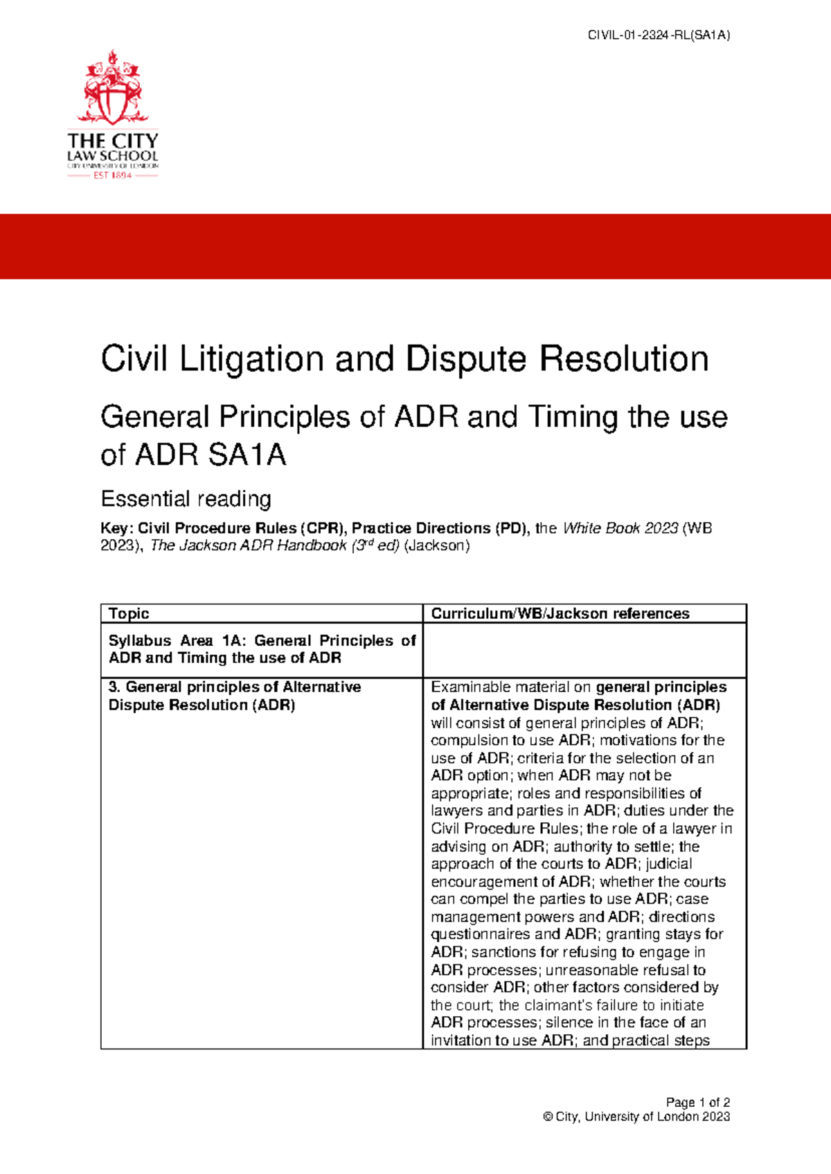 Essential Reading - CIVIL- 01 - 2324 - RL(SA1A) Page 1 of 2 © City ...