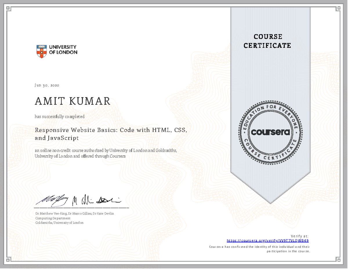 Coursera VV9T7 Vlqwb 49LKDKLDKLDKL - J un 3 0, 2 02 0 AMIT KUMAR ...