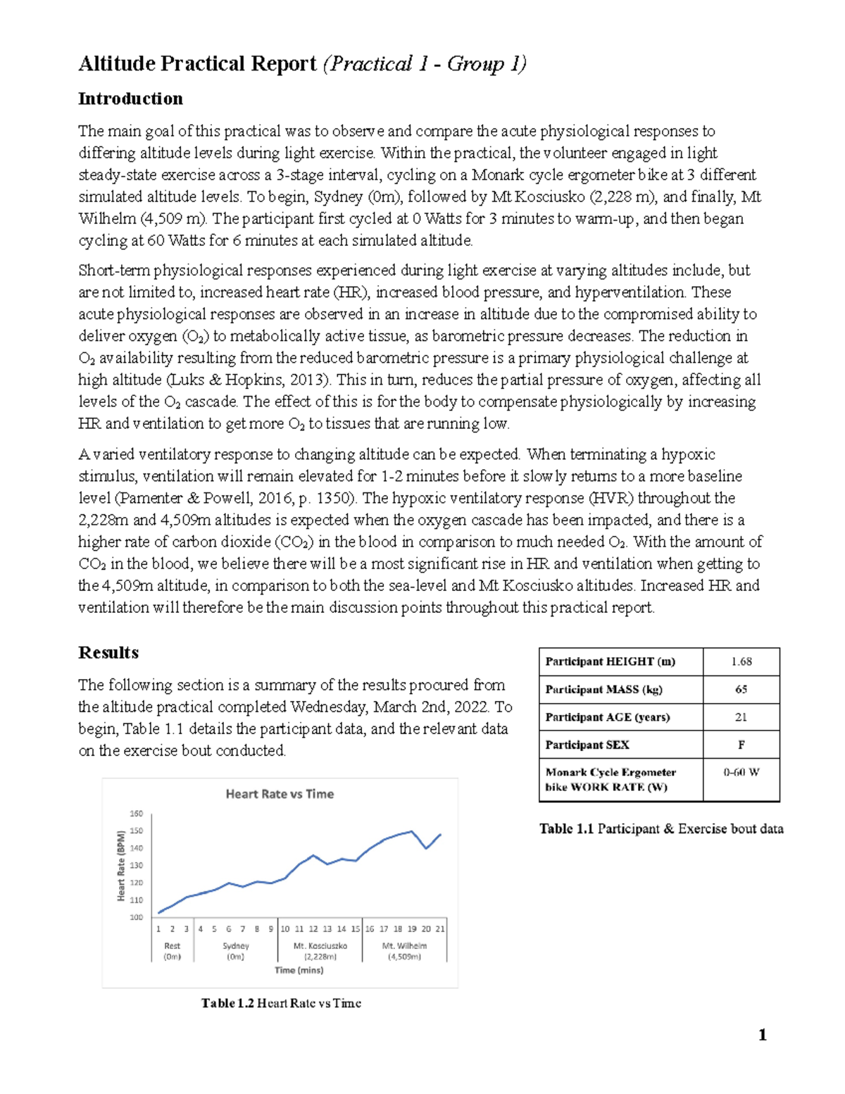 Prac Report 1 Altitude - Introduction The main goal of this practical ...