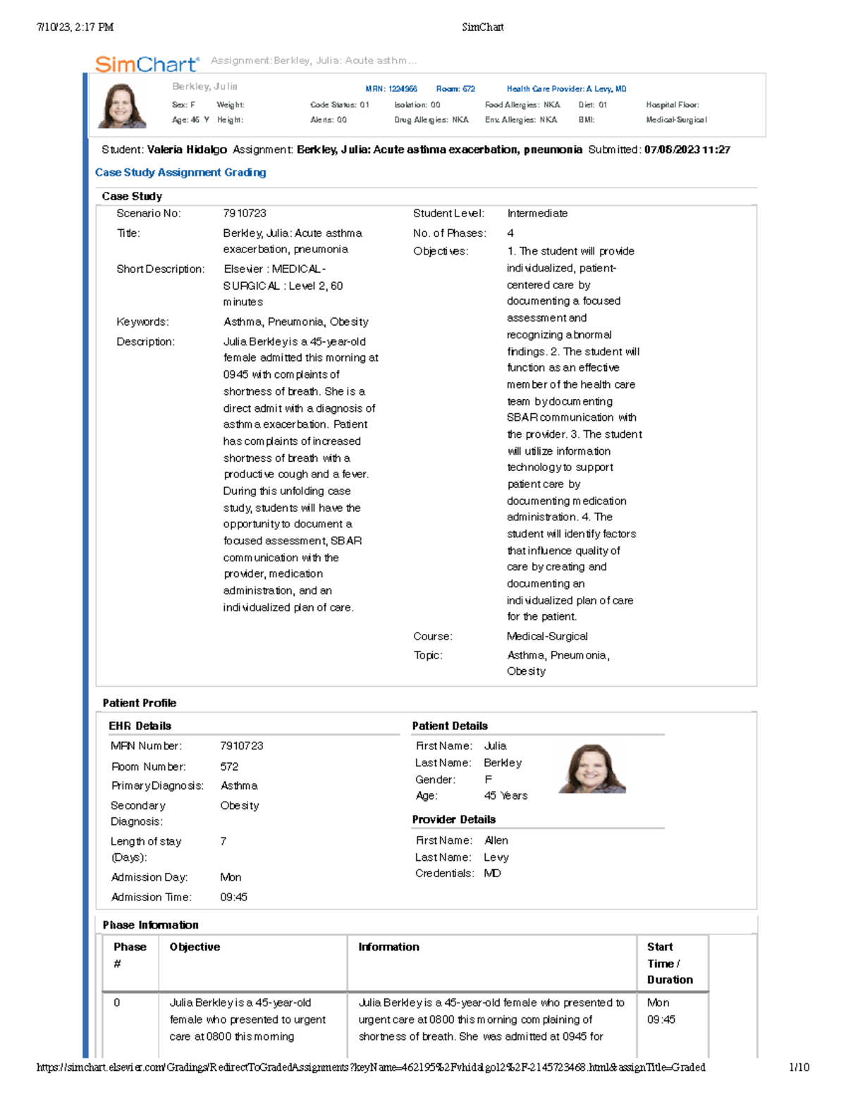 Sim Chart 2 - Berkley, Julia Sex: F Weight: Age: 45 Y Height ...