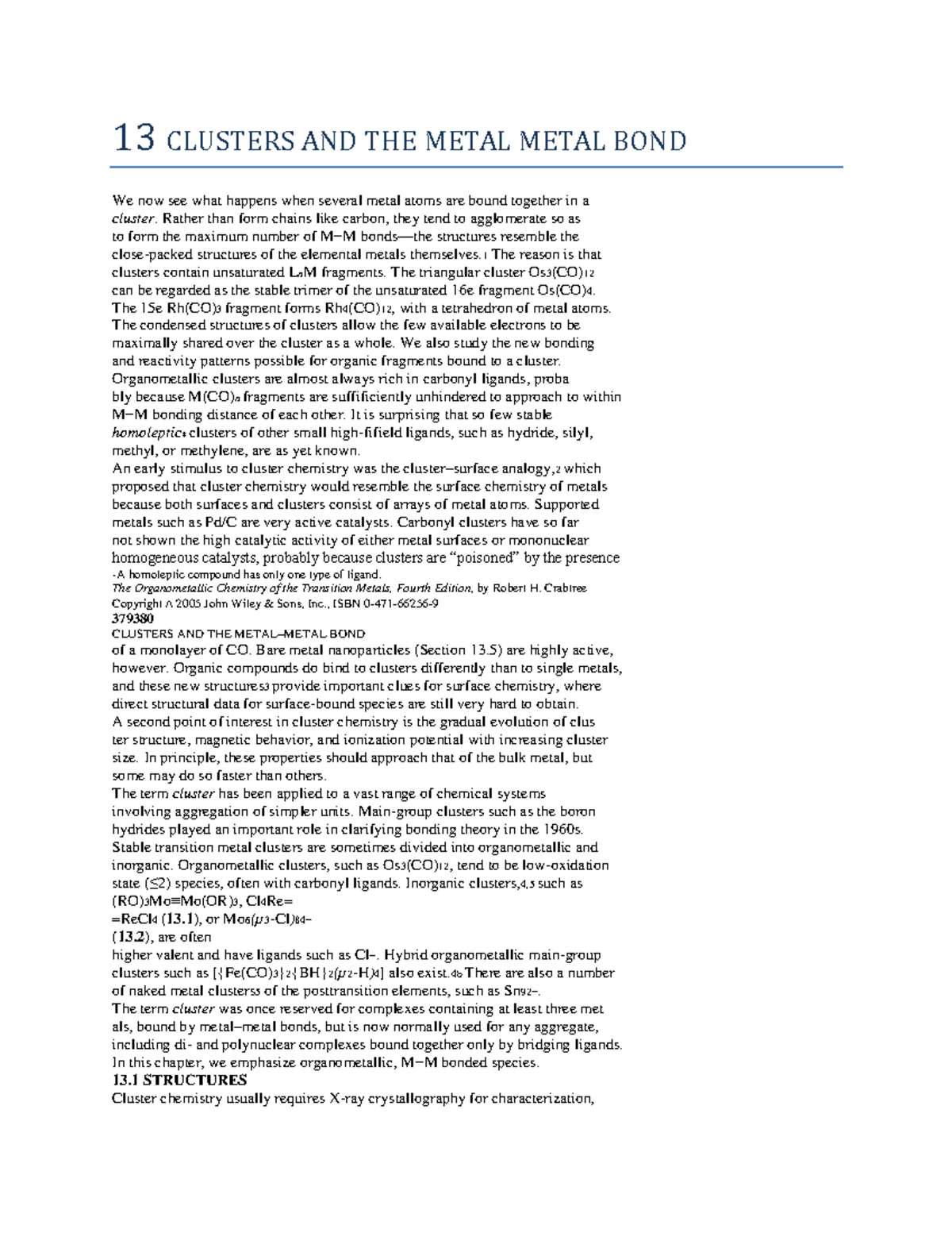 13 Clusters AND THE Metal Metal BOND - 13 CLUSTERS AND THE METAL METAL ...