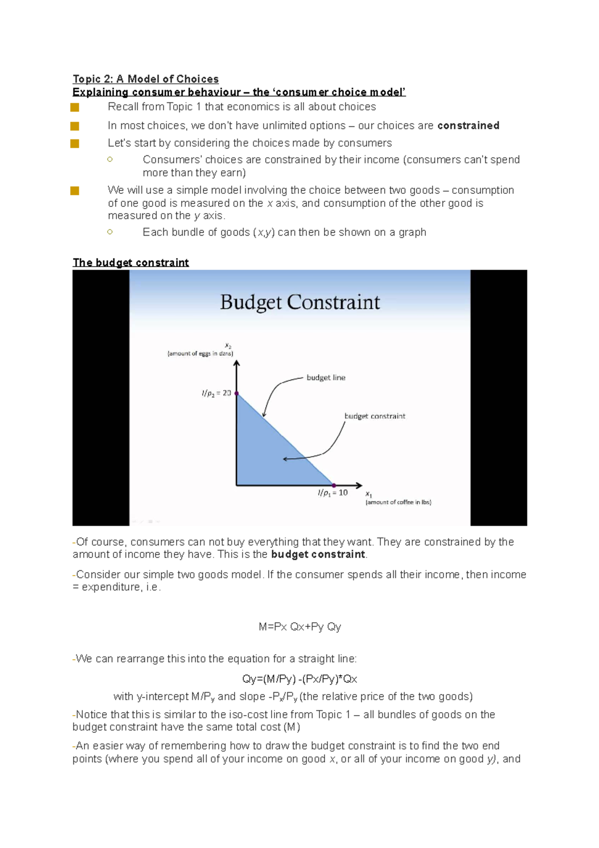 Topic 2 A Model of Choices + TUT - Topic 2: A Model of Choices ...